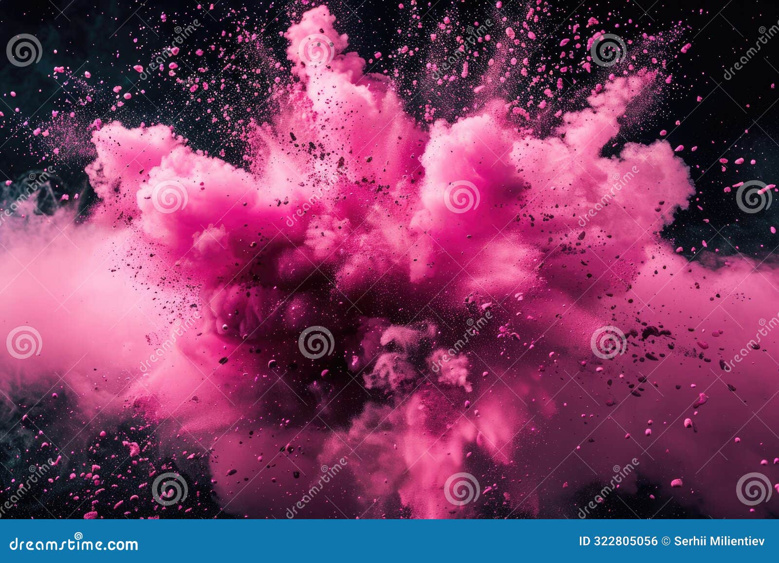 Bright Pink Paint Explosion Splash Abstract Background. Dust Explode on ...