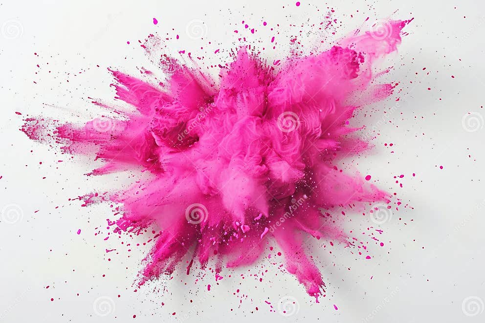 Bright Pink Paint Explosion Splash Abstract Background. Dust Explode on ...