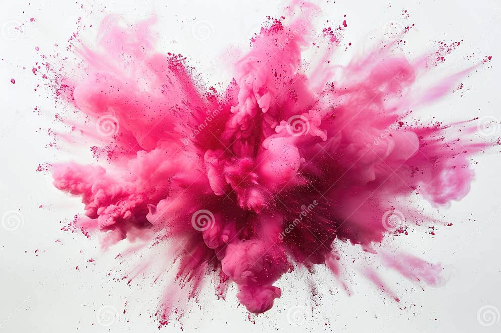 Bright Pink Paint Explosion Splash Abstract Background. Dust Explode on ...