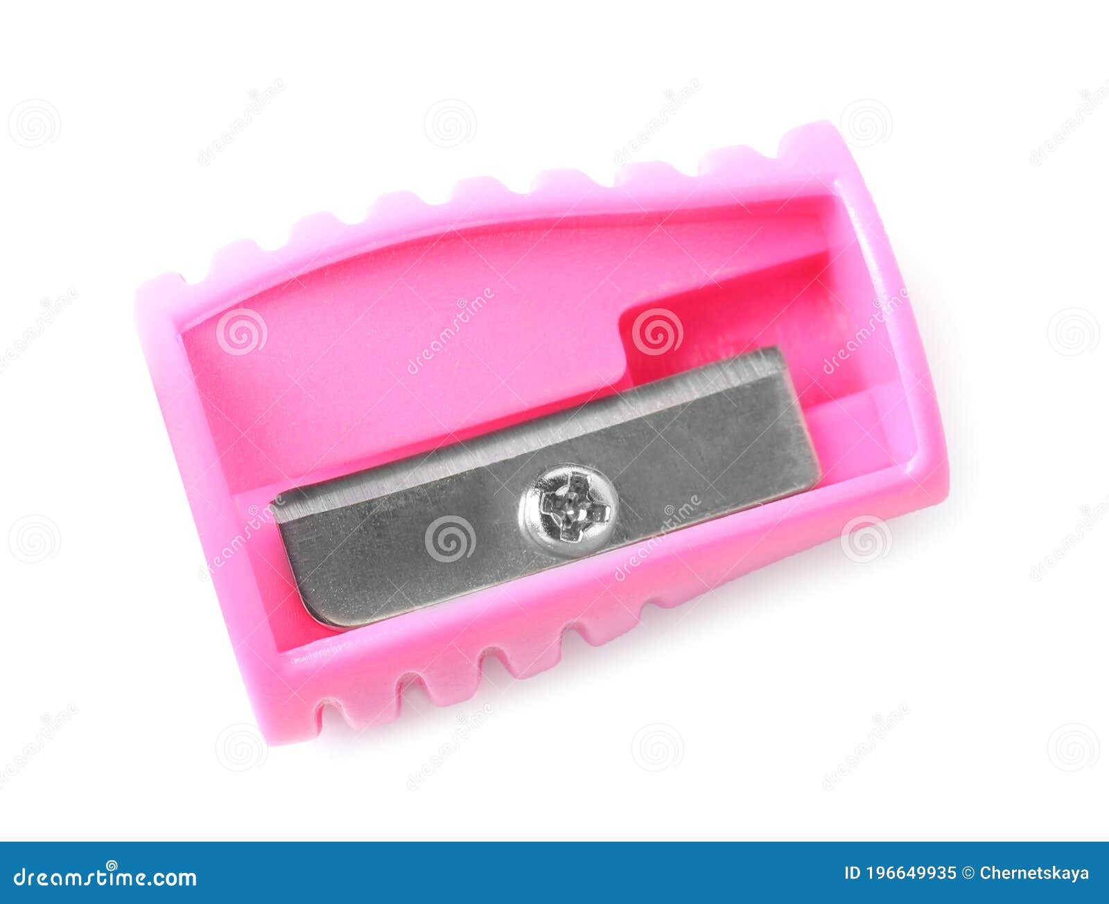 Bright Pink Pencil Sharpener Isolated on White, Top View. School ...