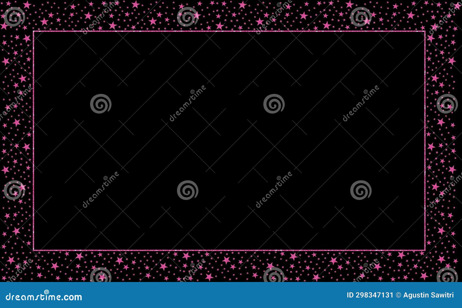 Bright Pink Square or Rectangular Frame with Pink Sparkle Glitter Stars ...