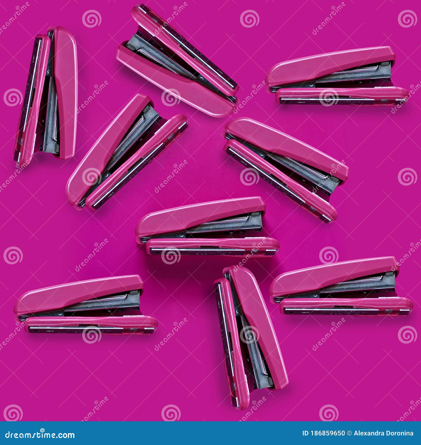 Bright Pink Stapler on a Bright Background Pattern Stock Photo - Image ...