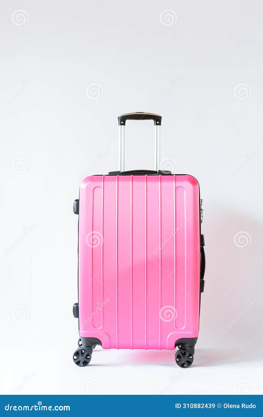 Bright Pink Suitcase with Extendable Handle Ready for Travel Stock ...