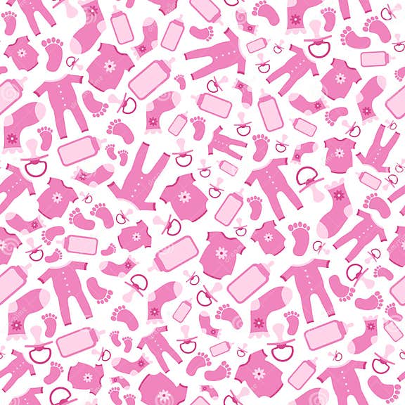 Bright Pink Vector Baby Born Seamless Pattern Stock Vector ...