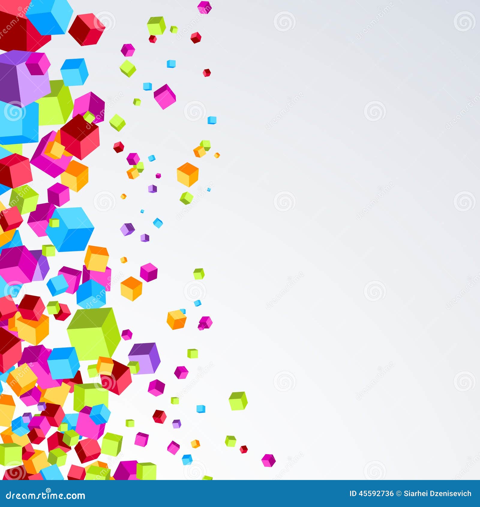 Bright Plastic Cube Fly Border Bright Background Stock Vector - Image ...