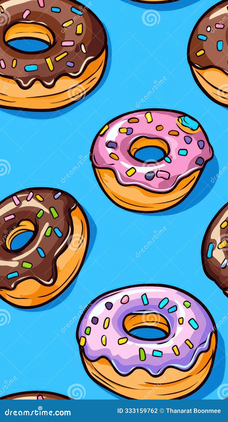 Set Of Cartoon Donuts In Colored Glaze. | CartoonDealer.com #190624793