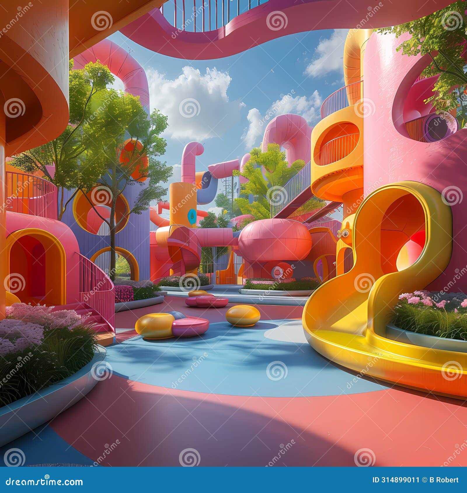 Bright Playground Fun! stock illustration. Illustration of getaway ...