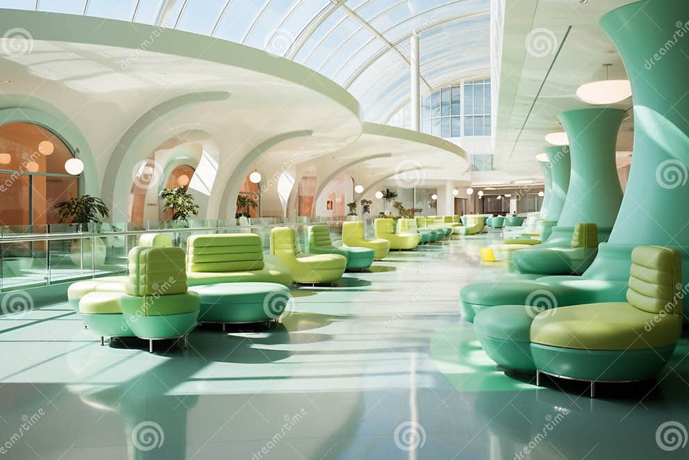 Modern Interior with Large Windows in the Waiting Area Stock ...