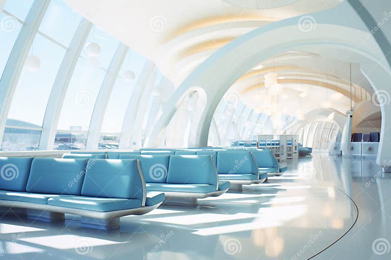 Modern Interior with Large Windows in the Waiting Area Stock ...