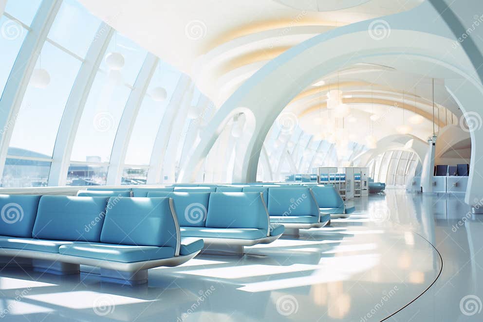 Modern Interior with Large Windows in the Waiting Area Stock ...