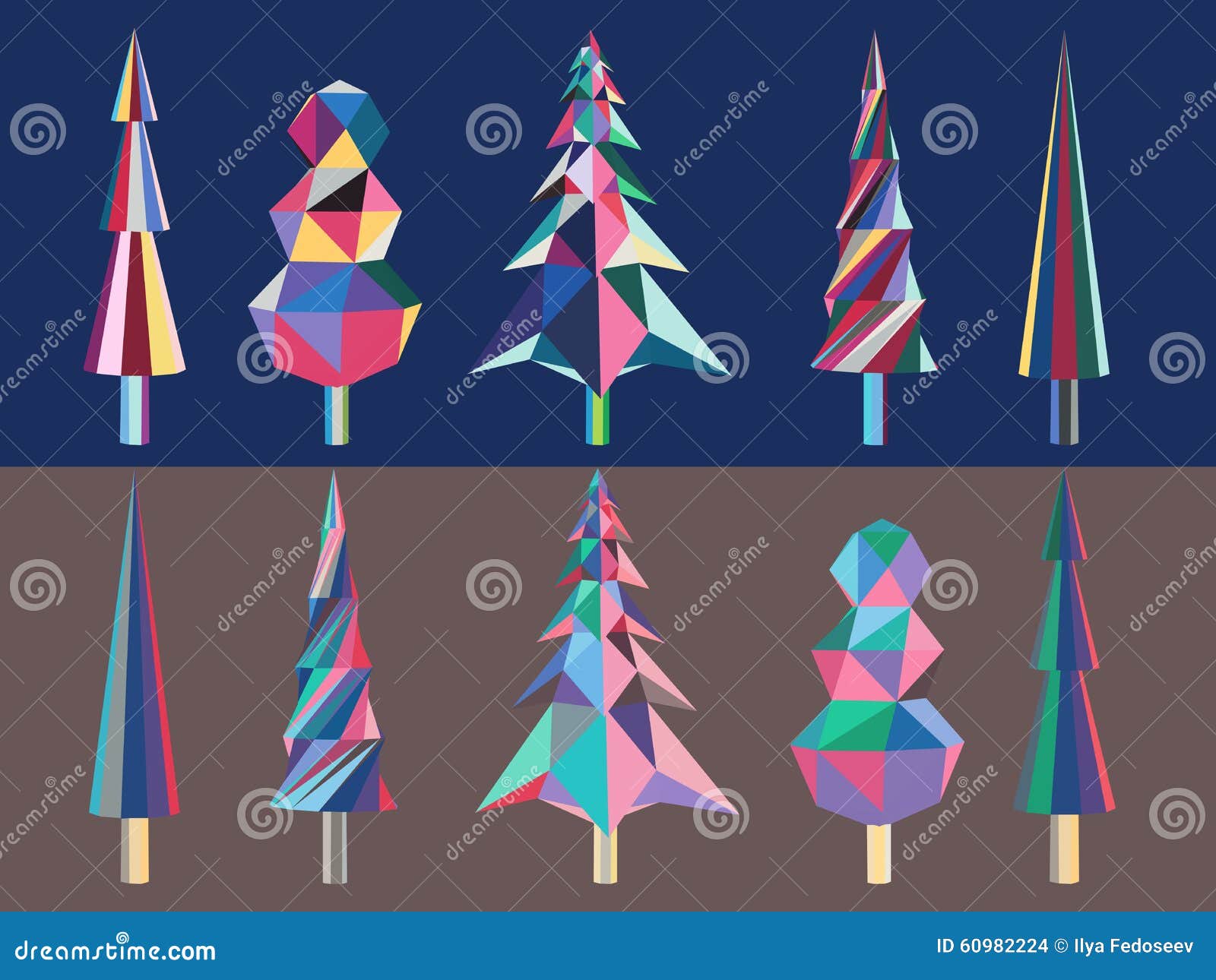 Bright Polygonal Christmas Trees Stock Vector - Illustration of gift ...