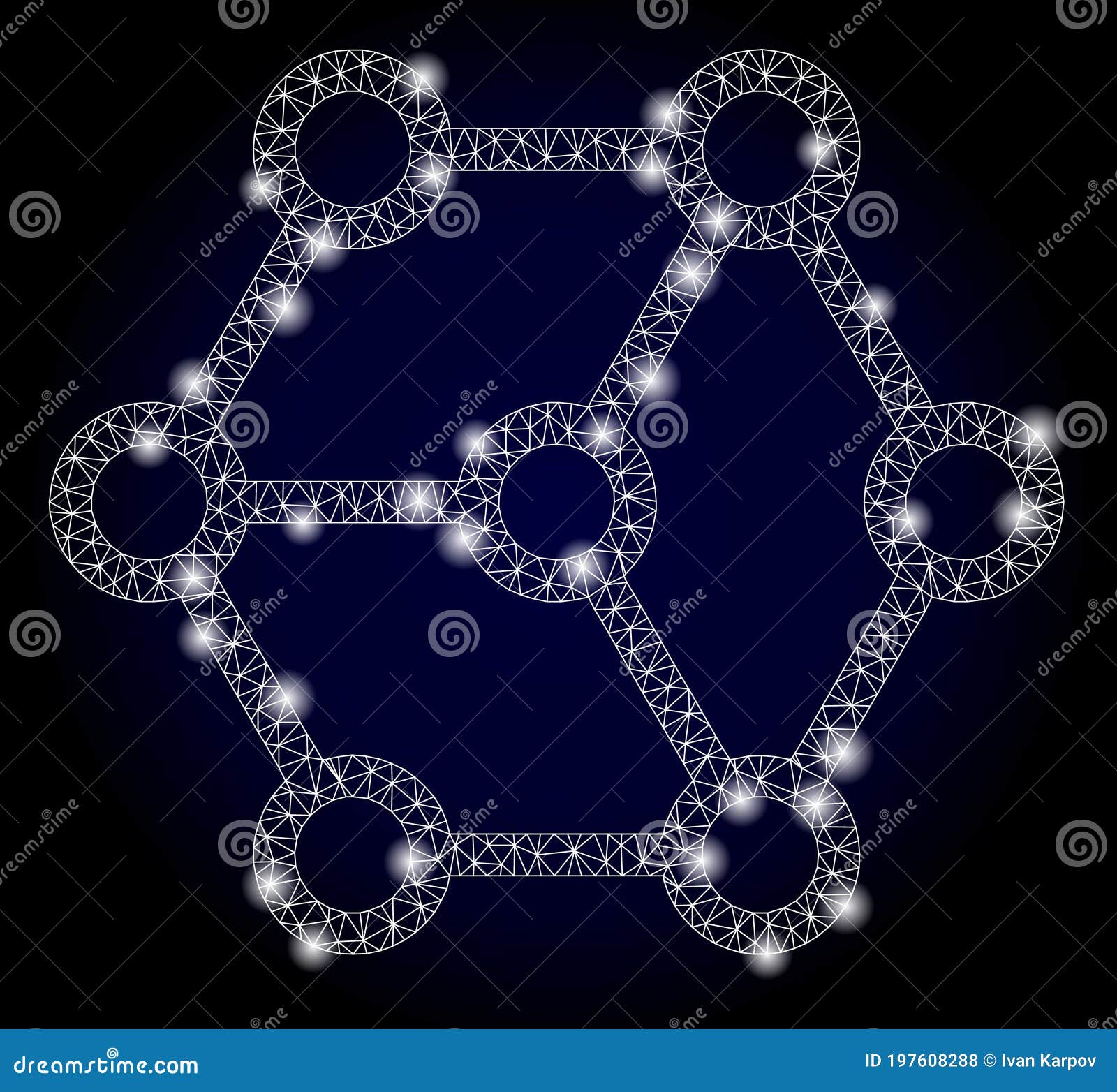 Bright Polygonal Mesh Blockchain with Glare Spots Stock Vector ...