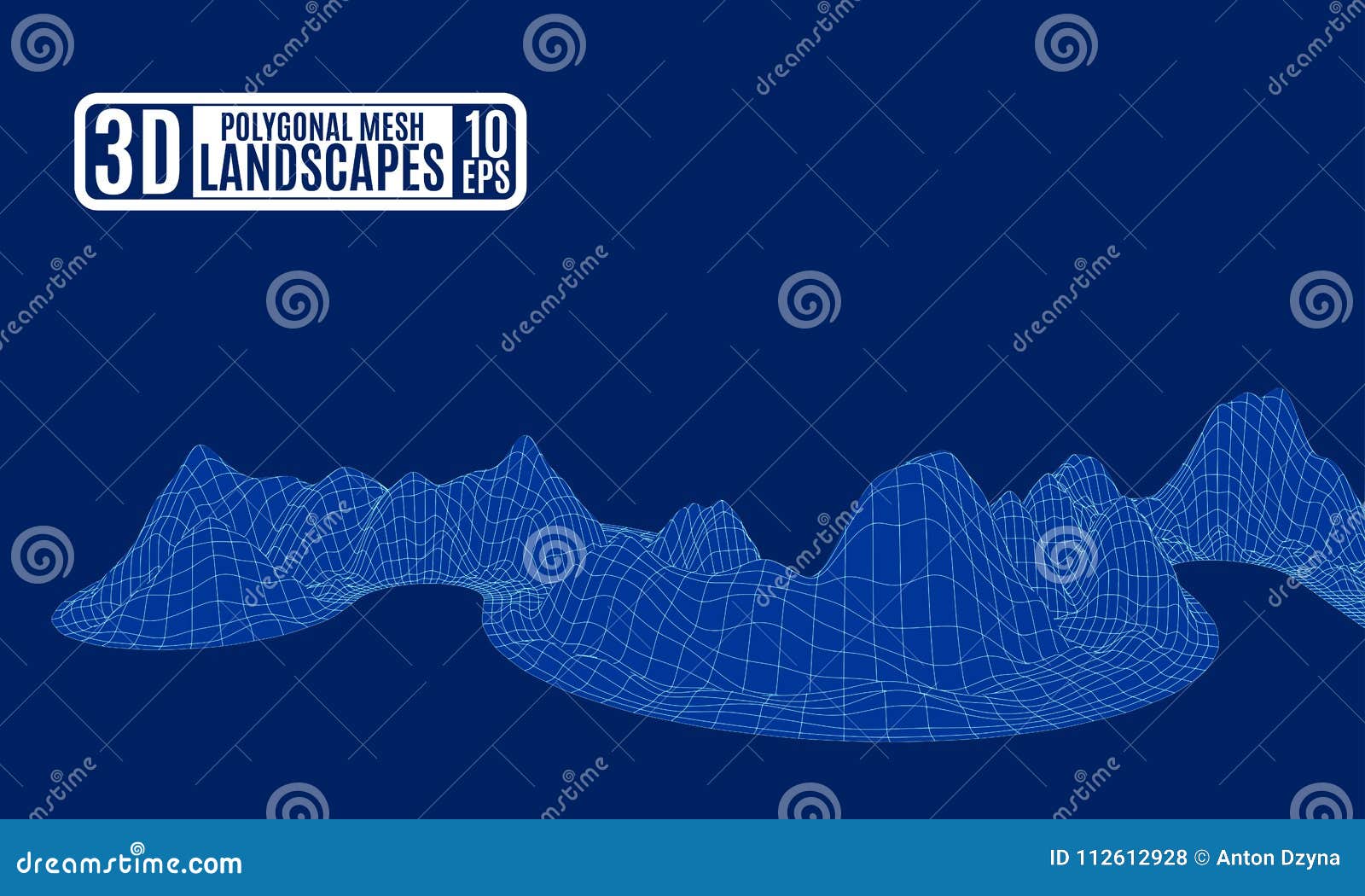 Bright Polygonal Mountains Ridge Grid Stock Illustration - Illustration ...