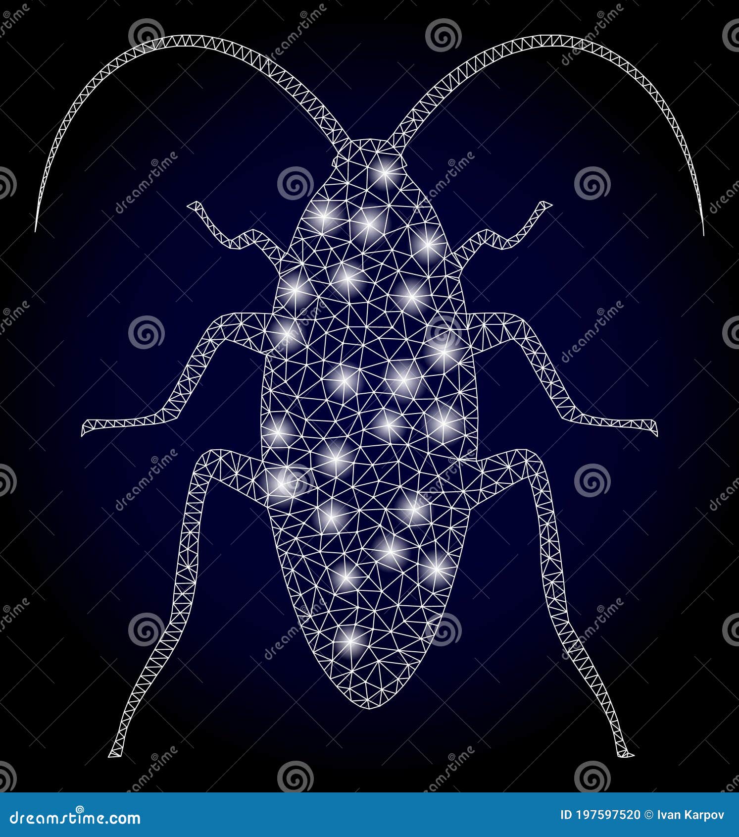 Bright Polygonal Net Cockroach with Light Spots Stock Vector ...