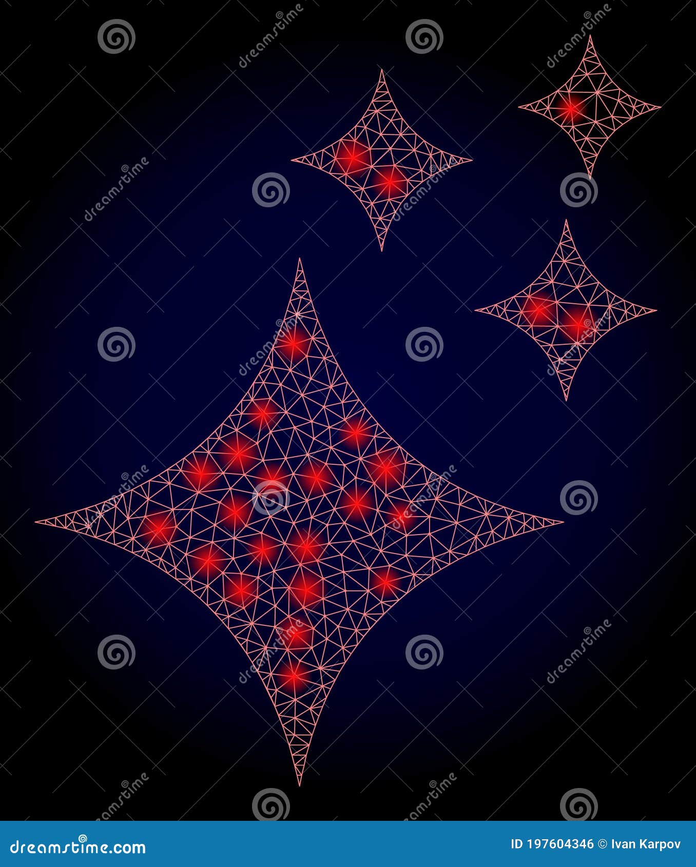 Bright Polygonal Net Shine Stars with Light Spots Stock Vector ...