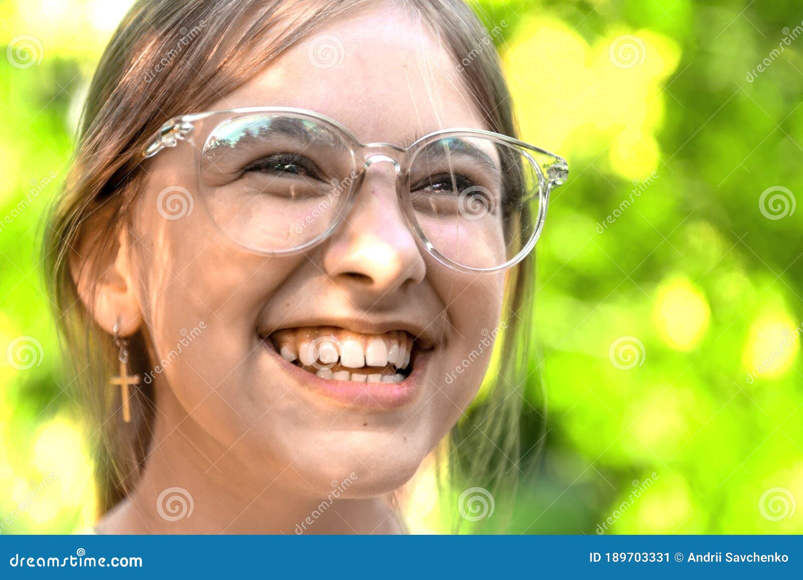 Bright Portrait of a Laughing Teenage Girl in Glasses Stock Image ... Bright Portrait of a Laughing Teenage Girl in Glasses Stock Image ...