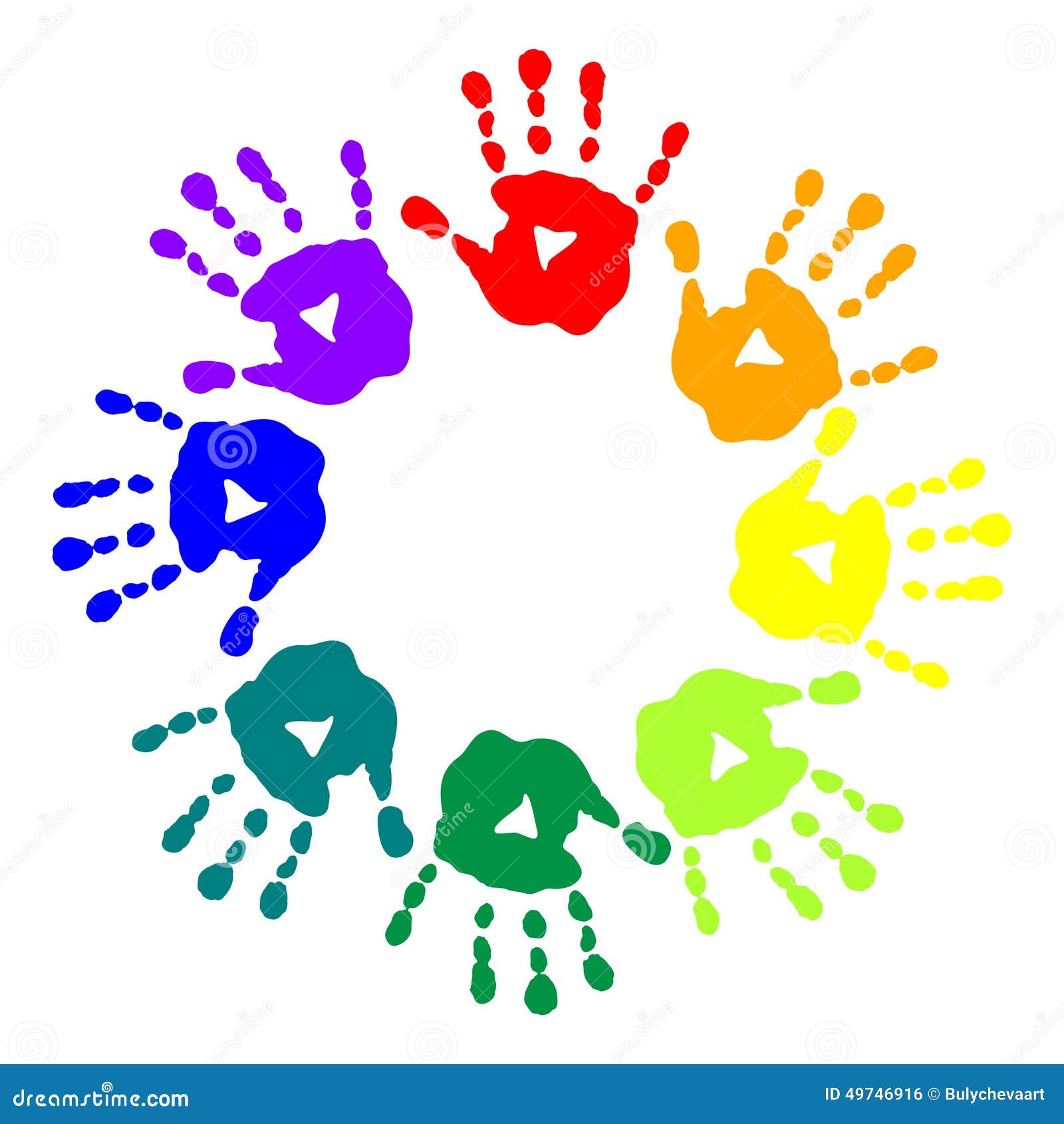 Bright Postcard with Colorful Handprints Stock Vector - Illustration of ...