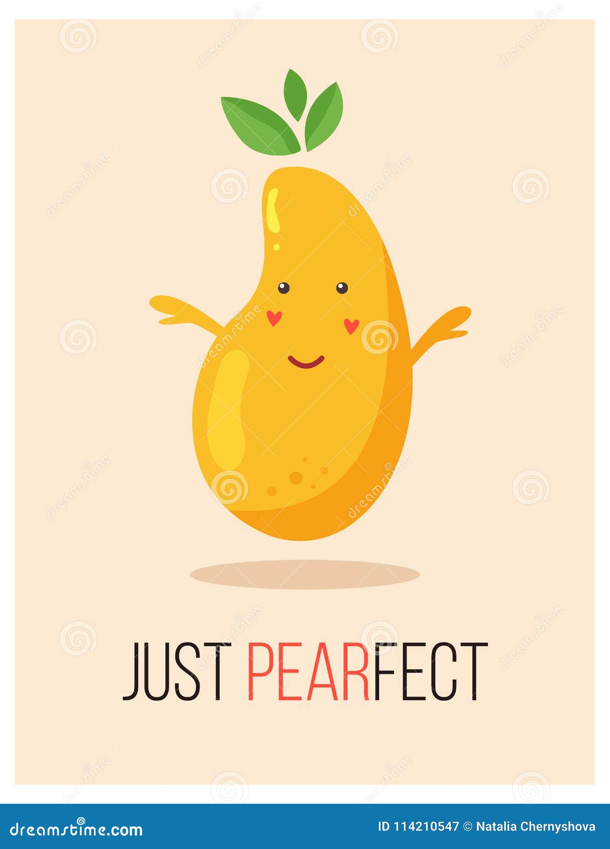 Bright Poster with Cute Cartoon Pear and Saying Stock Vector ...