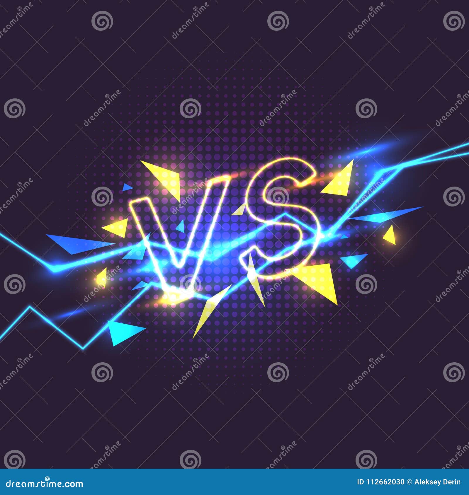 Bright Poster Symbols of Confrontation VS. Vector Illustration on Dark ...