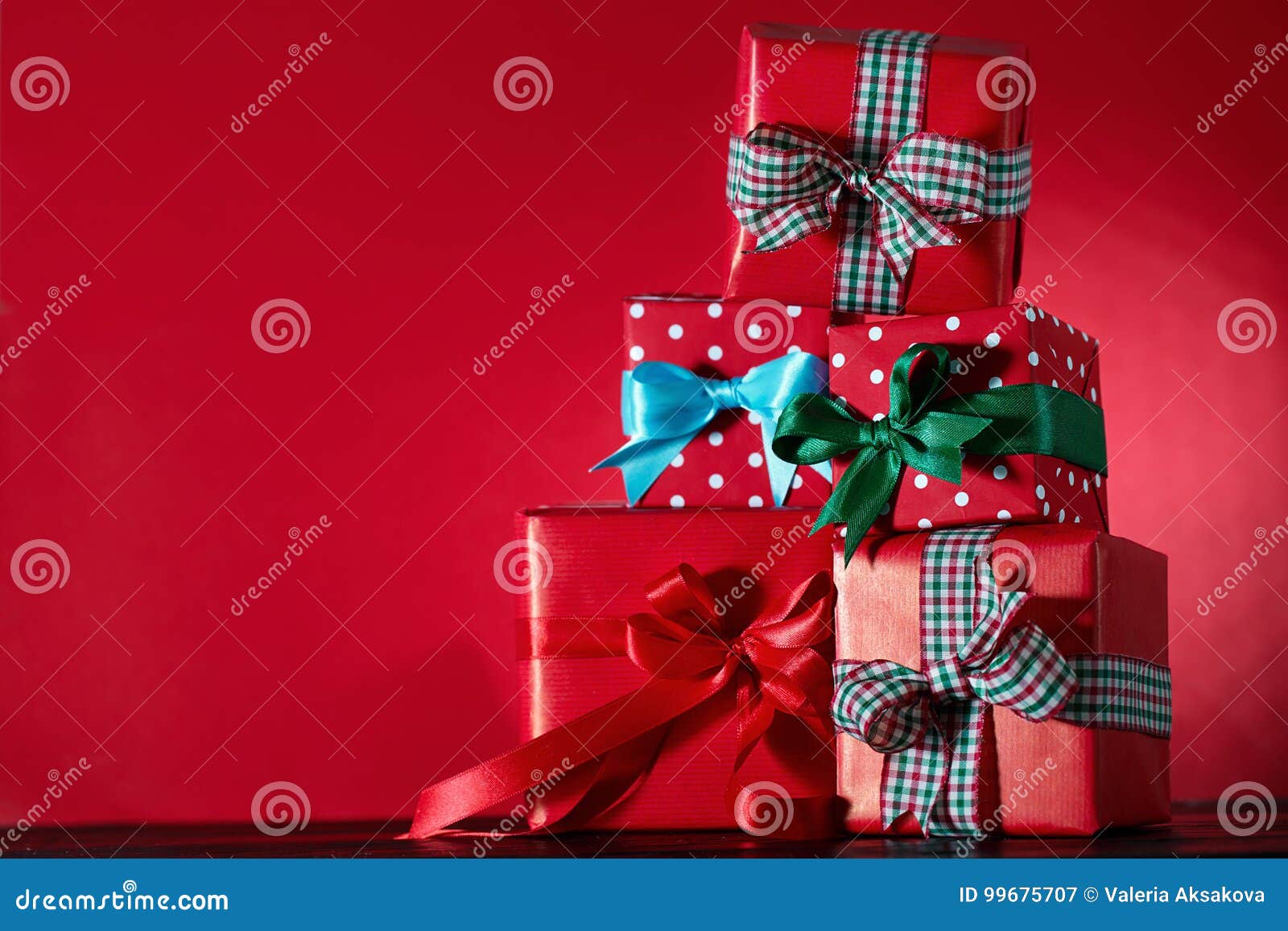Bright Presents on Red Background Stock Image - Image of magic ...