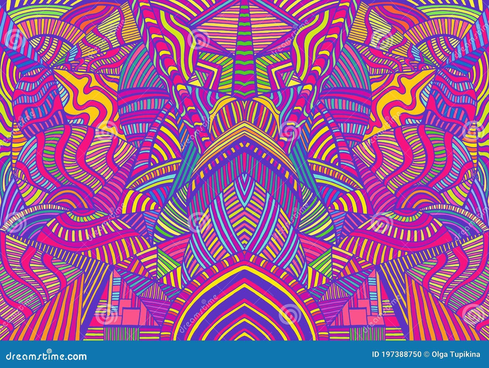 Bright Psychedelic Colorful Background with Many Crazy Geometric ...