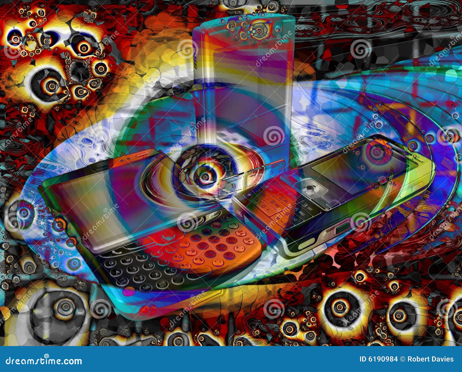 Bright Psychedelic Mobile Phone Abstract Stock Illustration ...