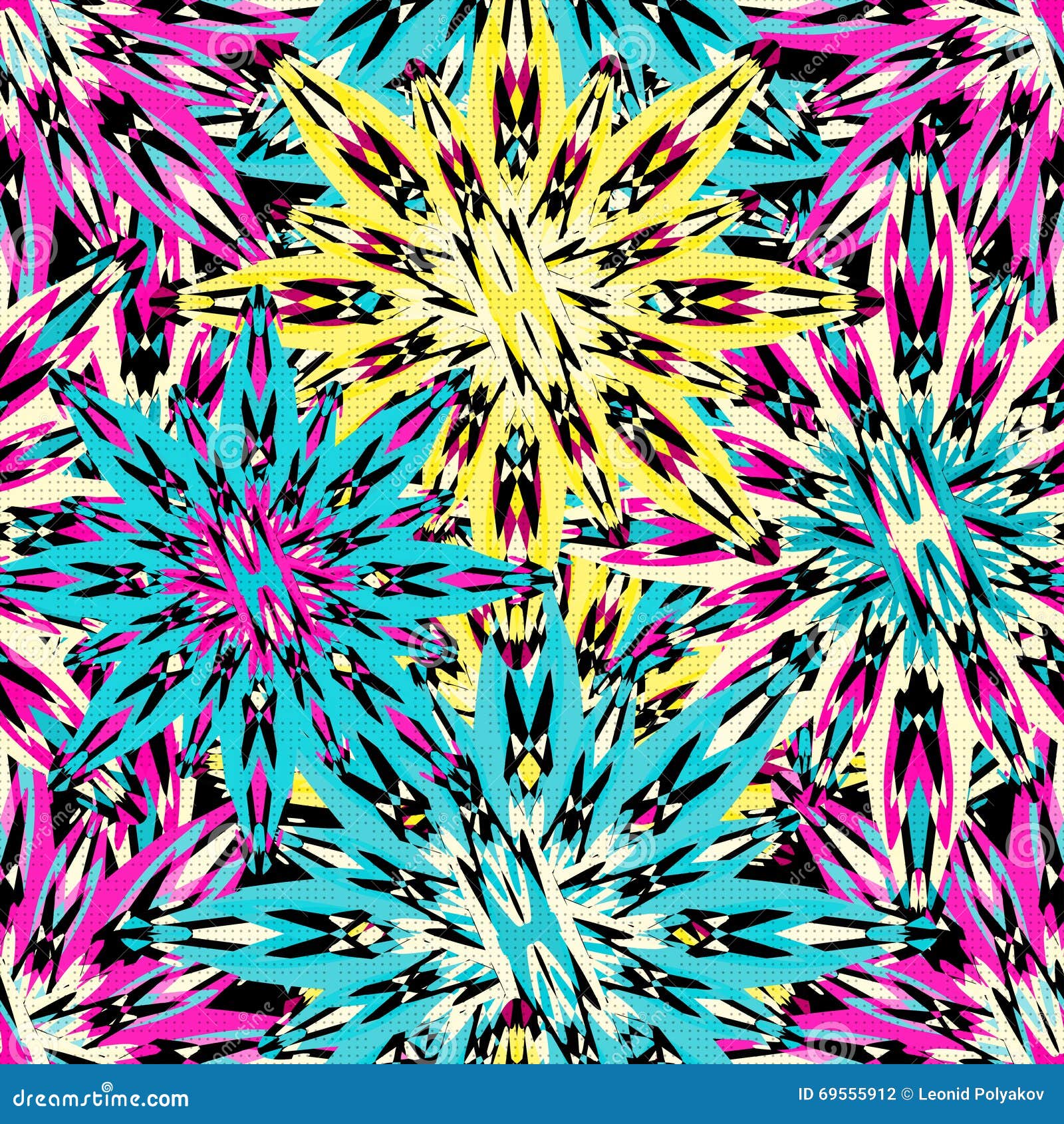 Bright Psychedelic Vintage Seamless Pattern Stock Vector - Illustration ...