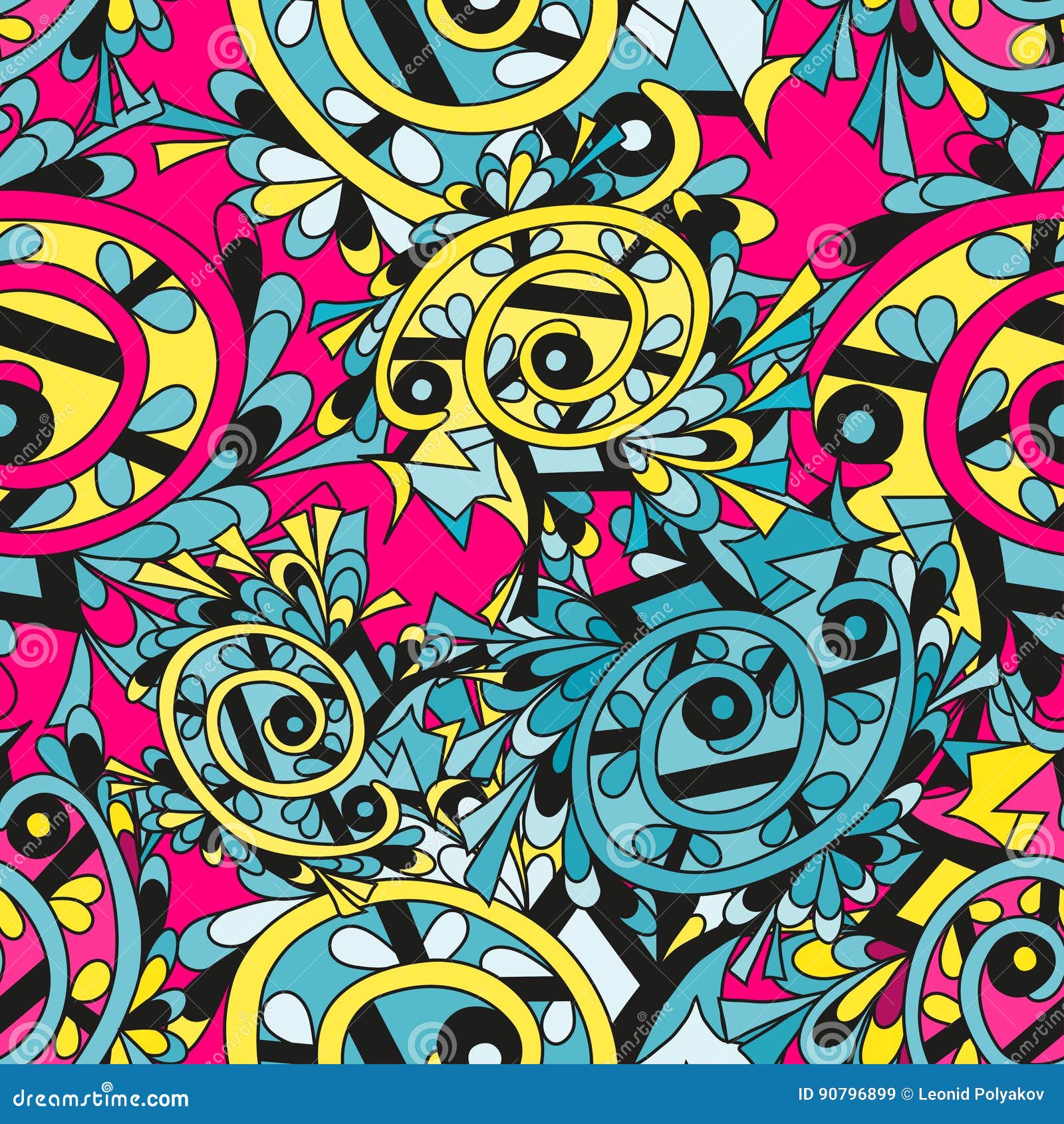 Bright Psychedelic Vintage Seamless Pattern Stock Vector - Illustration ...
