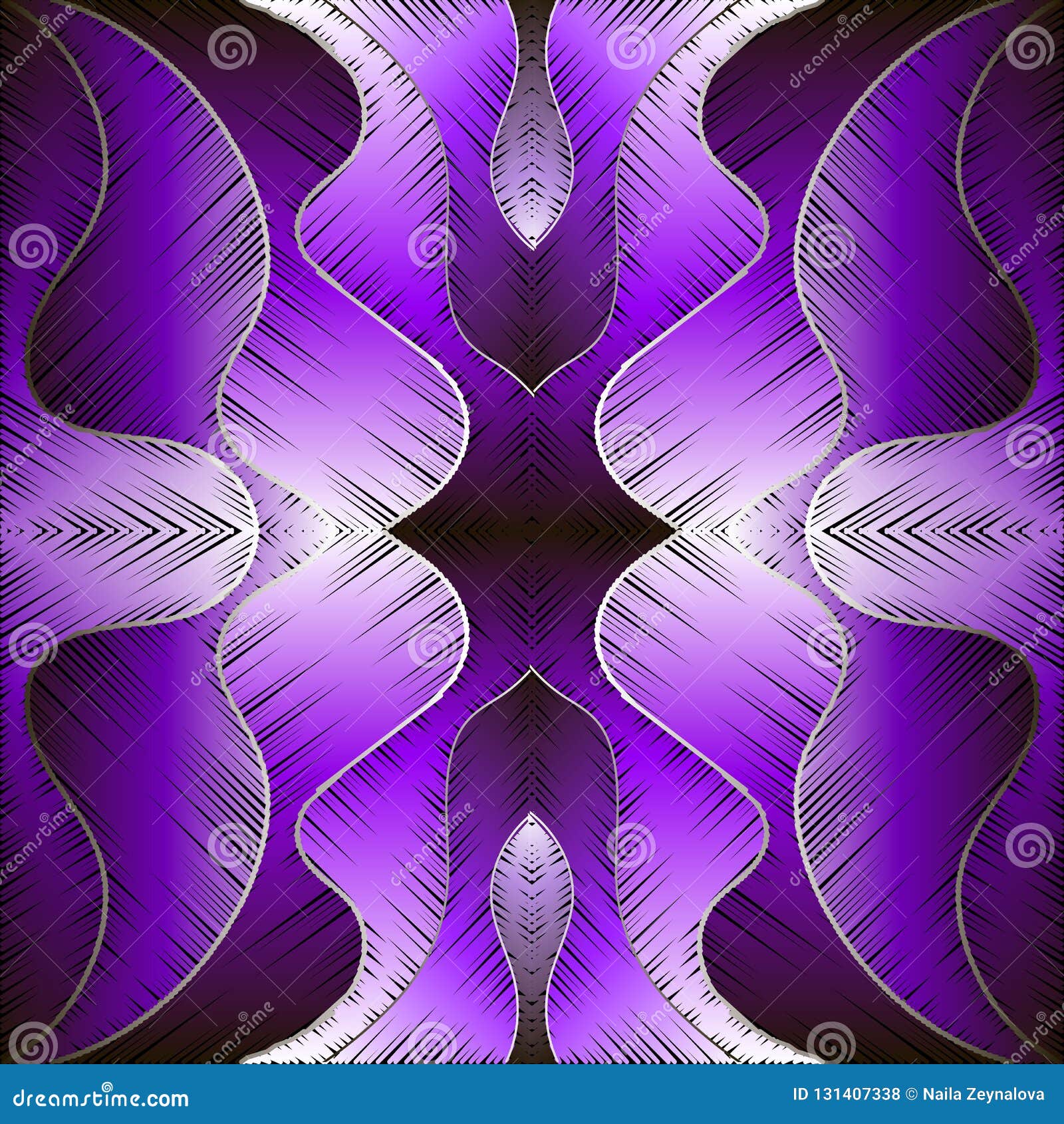 Bright Purple Violet Embroidery Abstract Vector Seamless Pattern ...