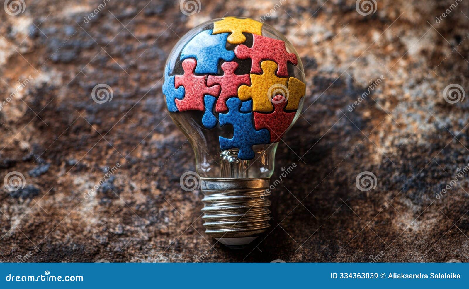 Bright Puzzle Pieces Aligning on a Lightbulb Backdrop Symbolize Problem ...