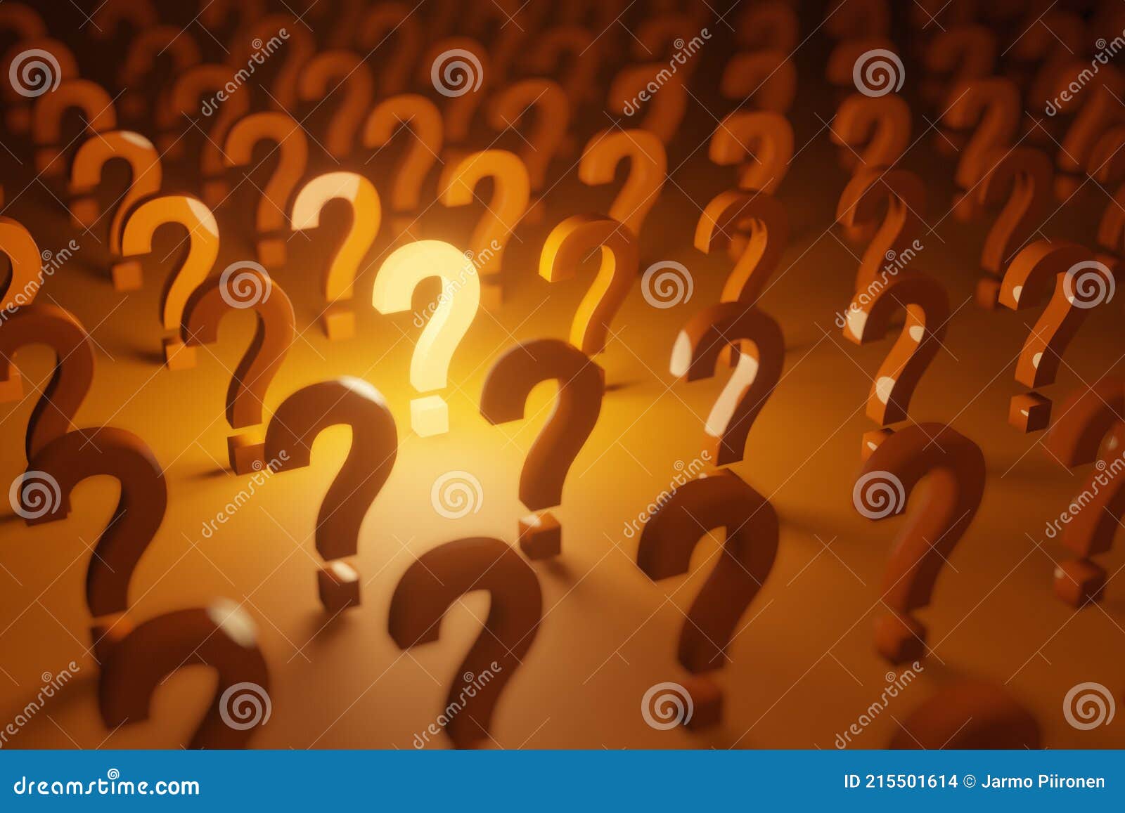 Bright Question Mark Illuminating Light in the Middle of Several Other ...