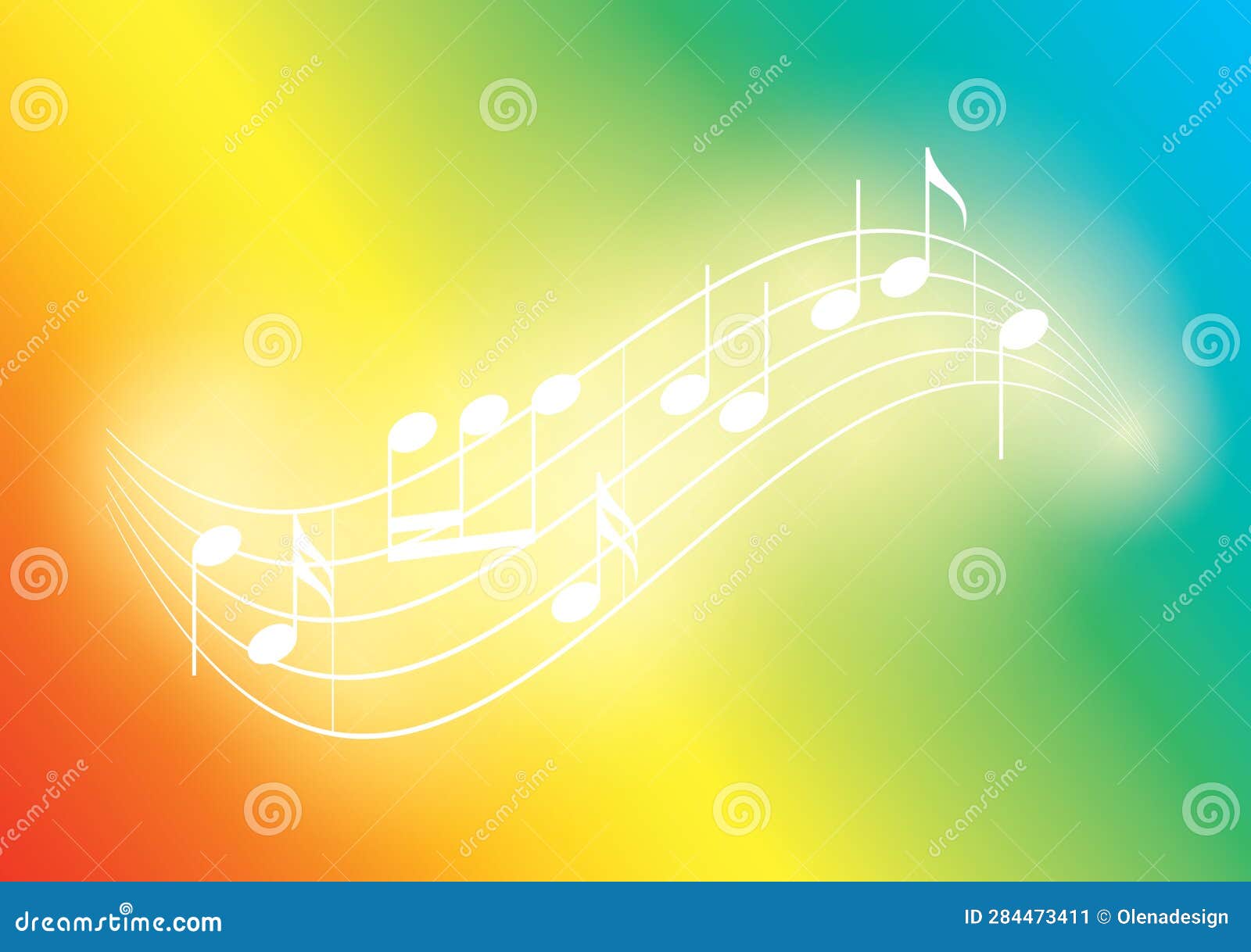 Bright Rainbow Background with Music Notes - Multicolor Vector ...