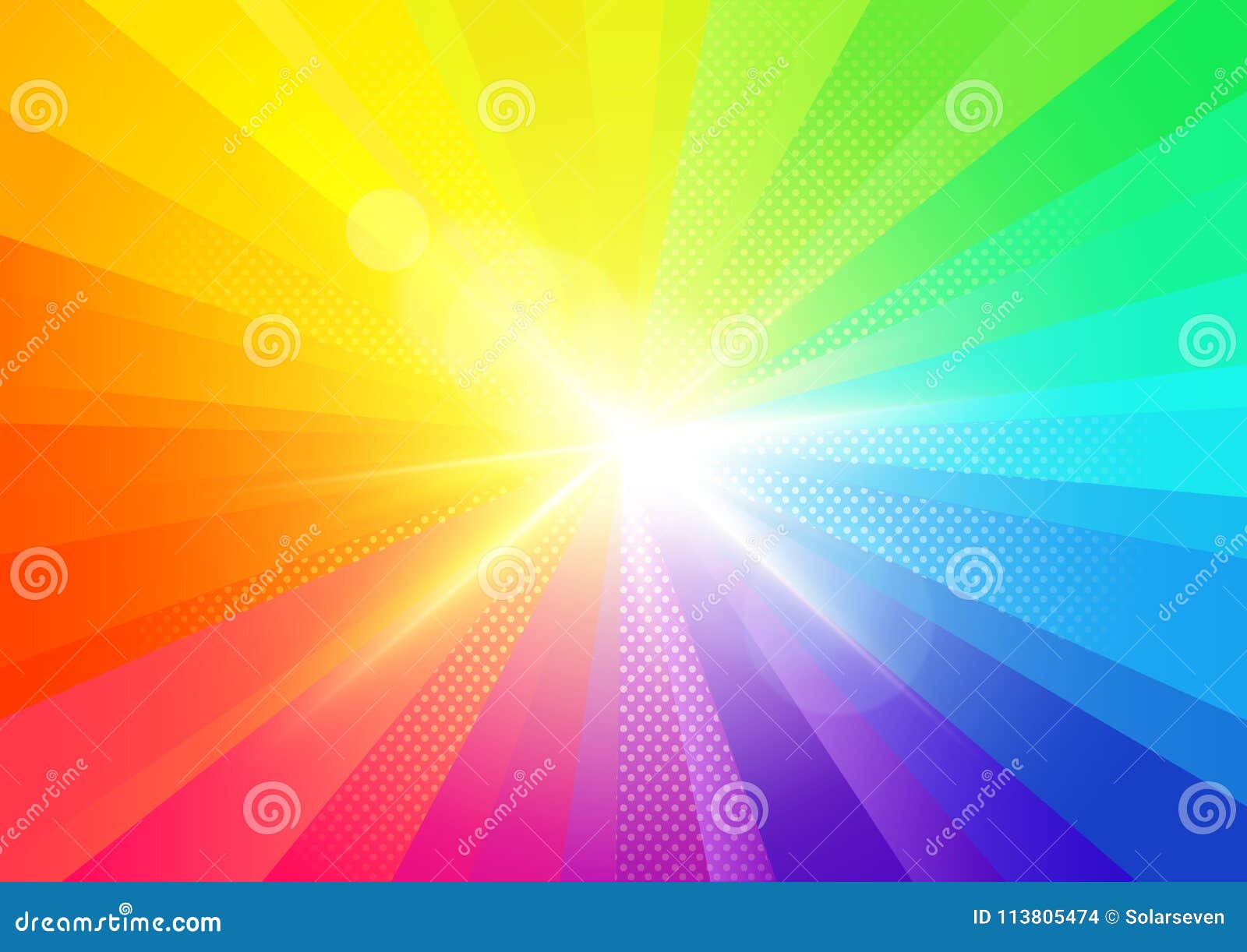Rainbow Burst Rays Background Stock Vector - Illustration of strip ...