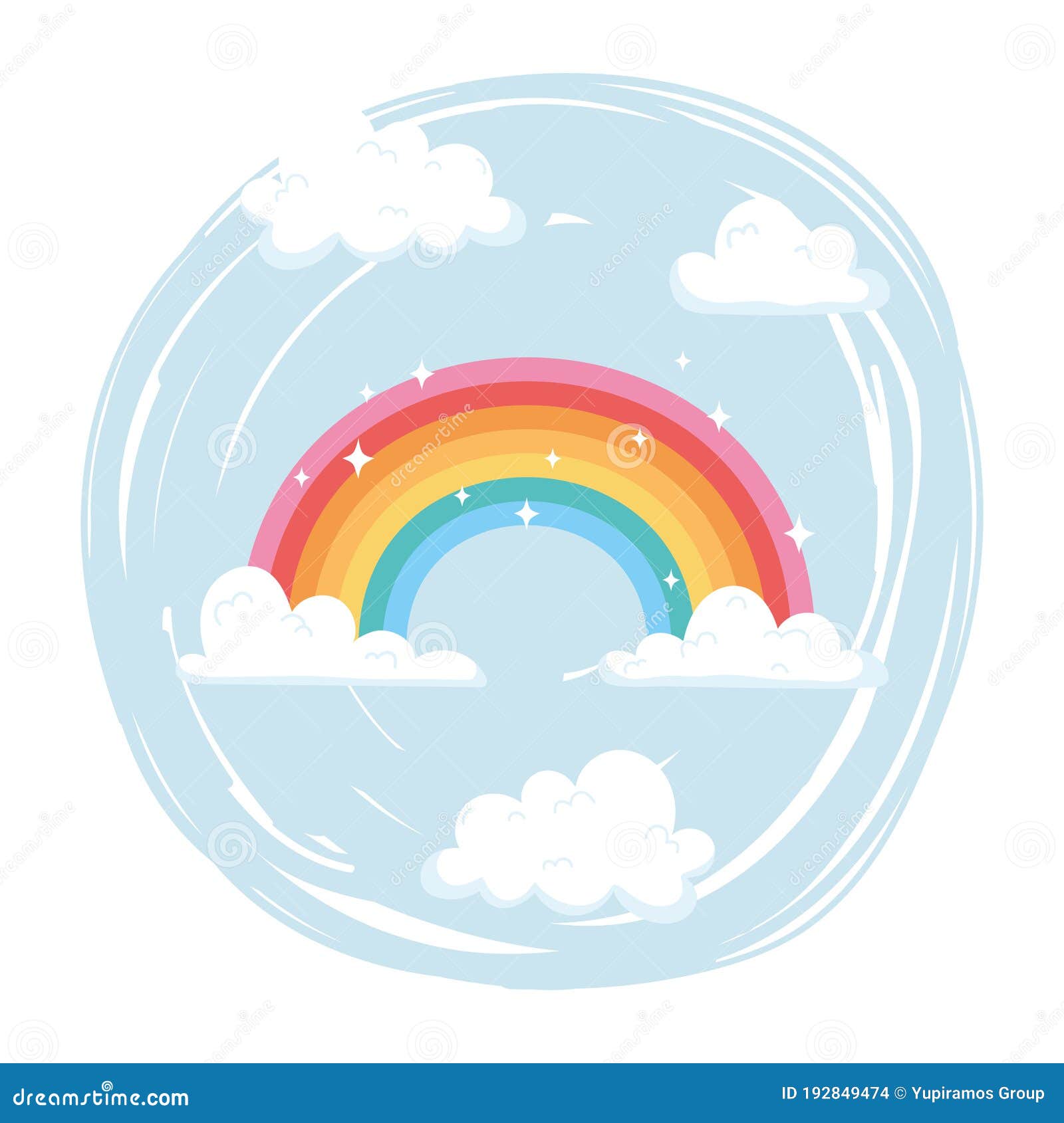 Bright Rainbow with Clouds Sky Weather Cartoon Stock Vector ...
