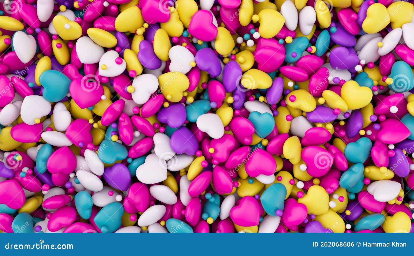 Bright Rainbow Colored Candy Hearts for Valentine S Day 3d Illustration ...