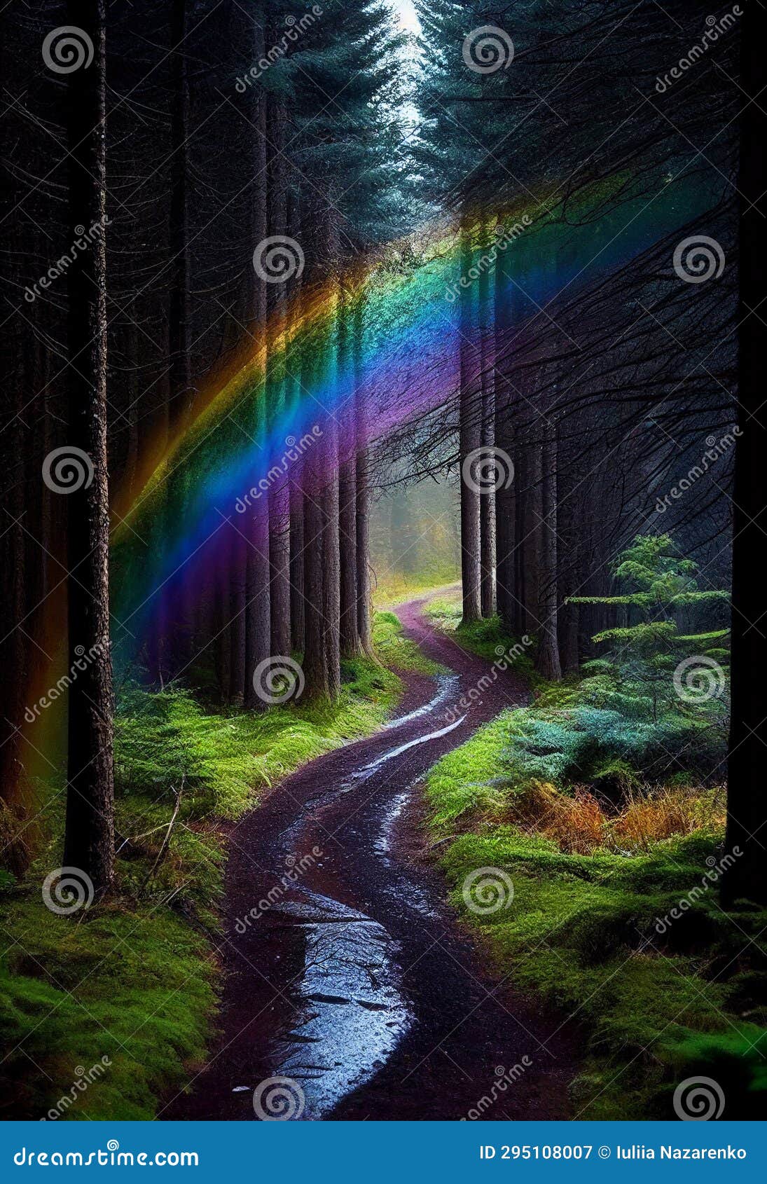 A Bright Rainbow in the Forest. AI Generated Stock Image - Image of ...
