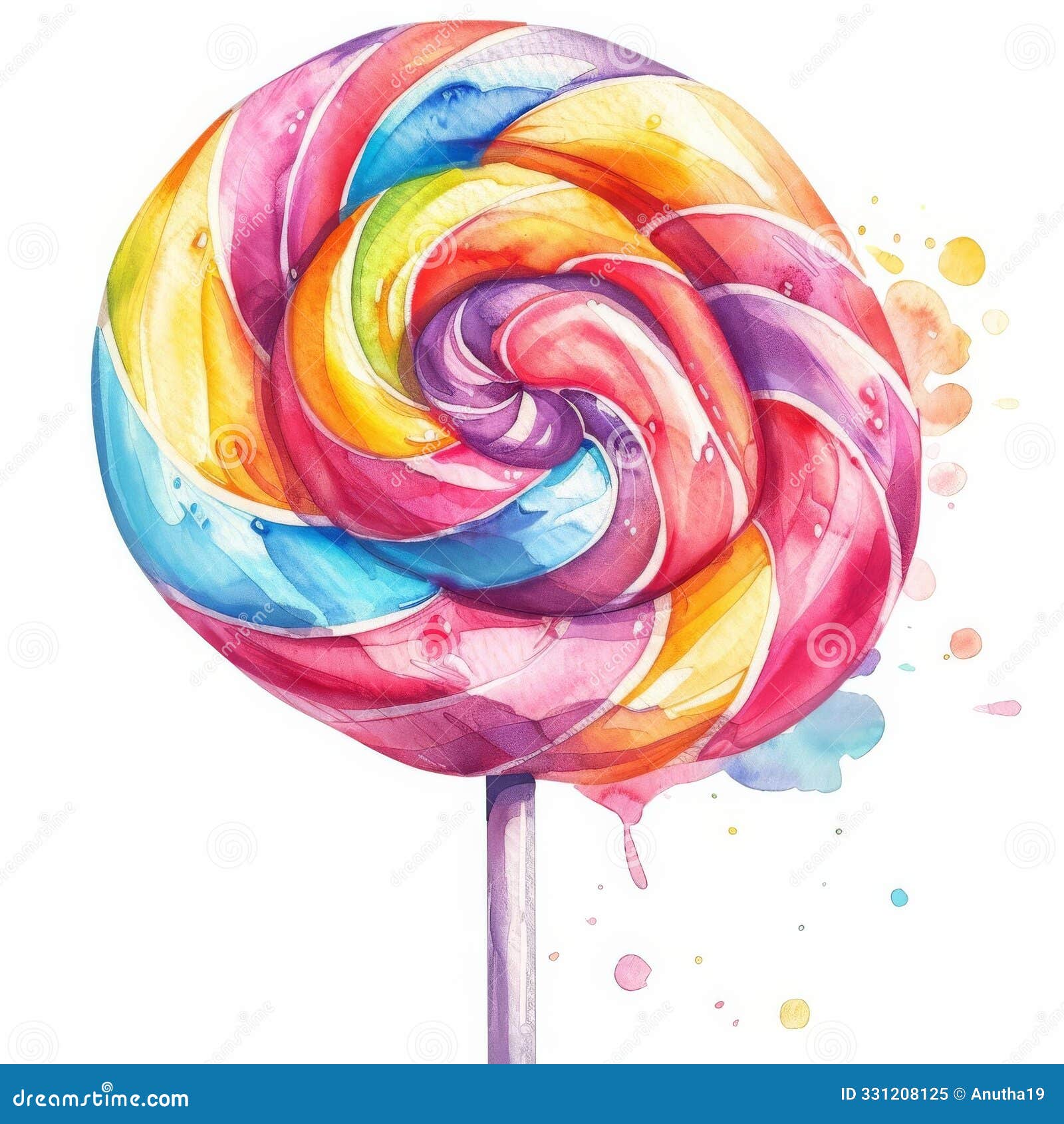 Bright Rainbow Lollipop with Splattered Paint Effect Stock Illustration ...
