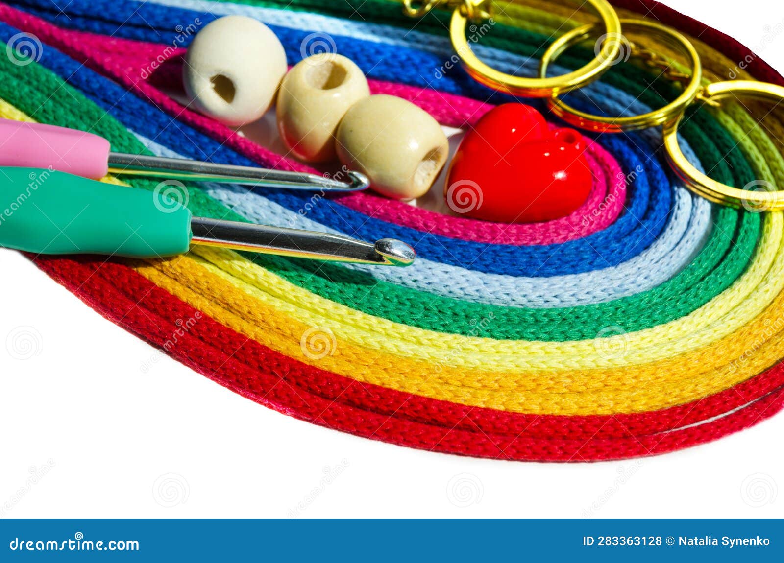 Bright Rainbow Palette of Multi-colored, Cotton Threads, Hooks and ...