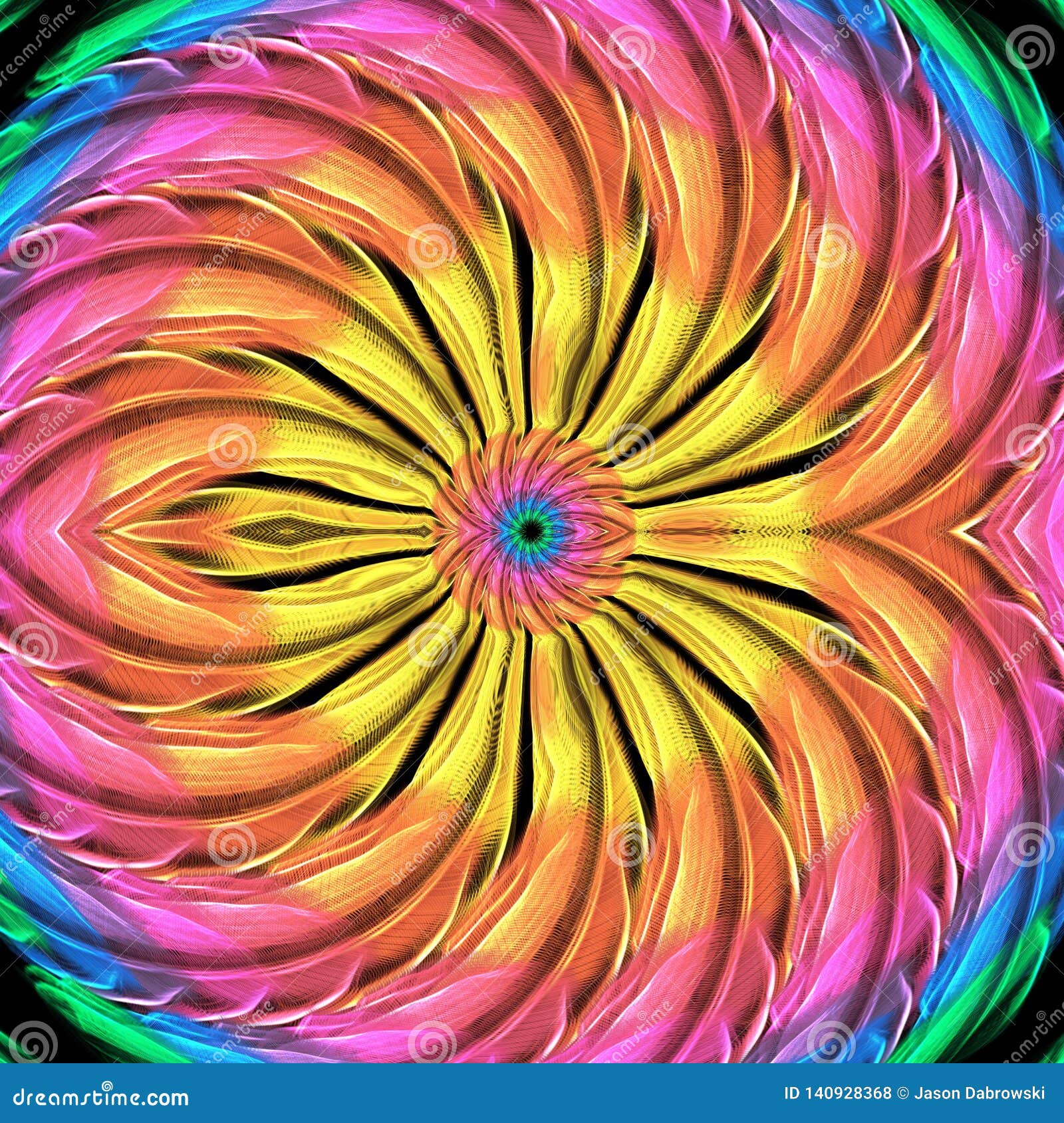 Feathery Rainbow Radial Burst Stock Illustration - Illustration of ...