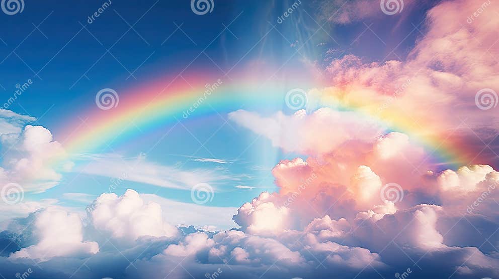 Bright Rainbow Stretched Across the Sky Stock Image - Image of heaven ...