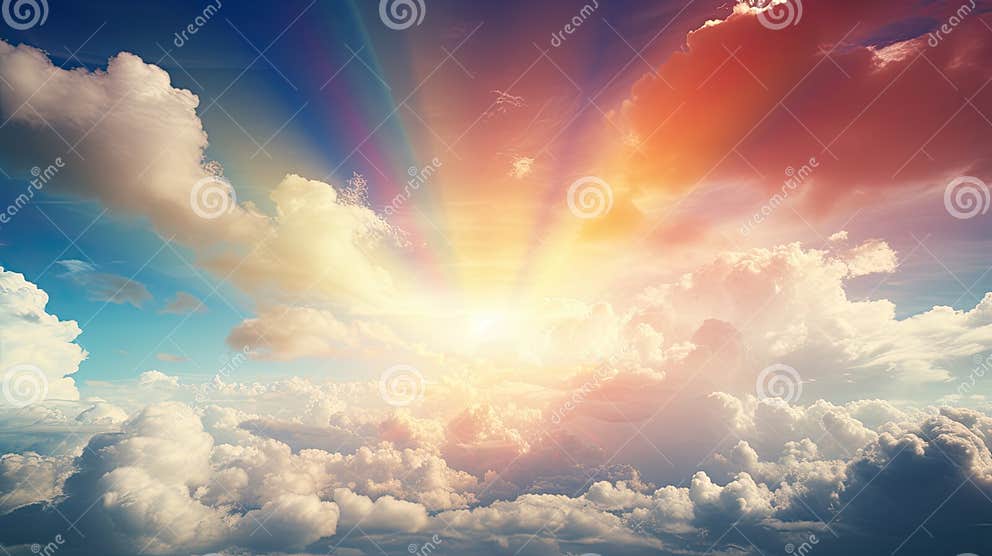 Bright Rainbow Stretched Across the Sky Stock Image - Image of sunlight ...