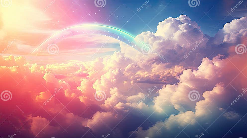 Bright Rainbow Stretched Across the Sky Stock Image - Image of fantasy ...