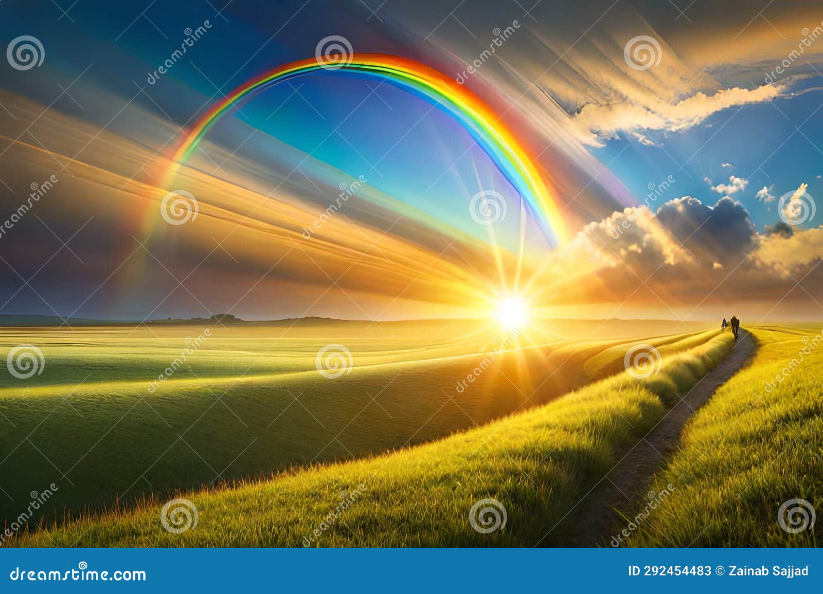 A Bright Rainbow Stretching Across a Clearing in the Sky Stock ...