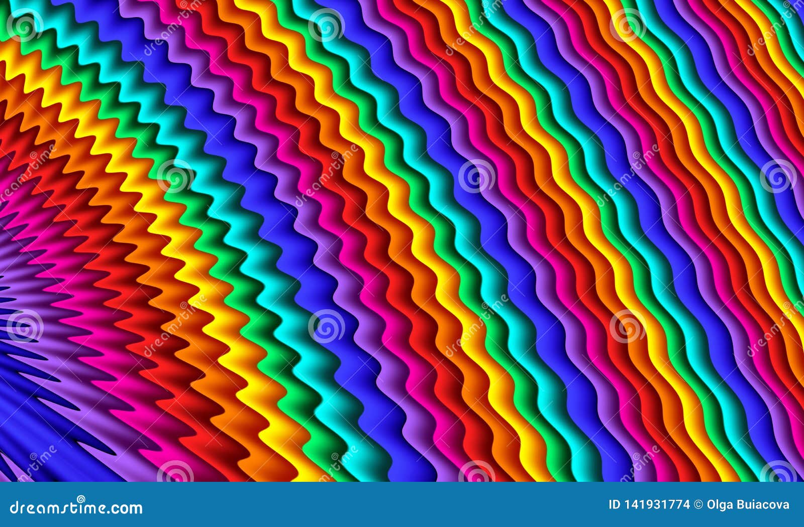 Bright Rainbow Wavy Abstract Background. Artwork for Creative Design ...