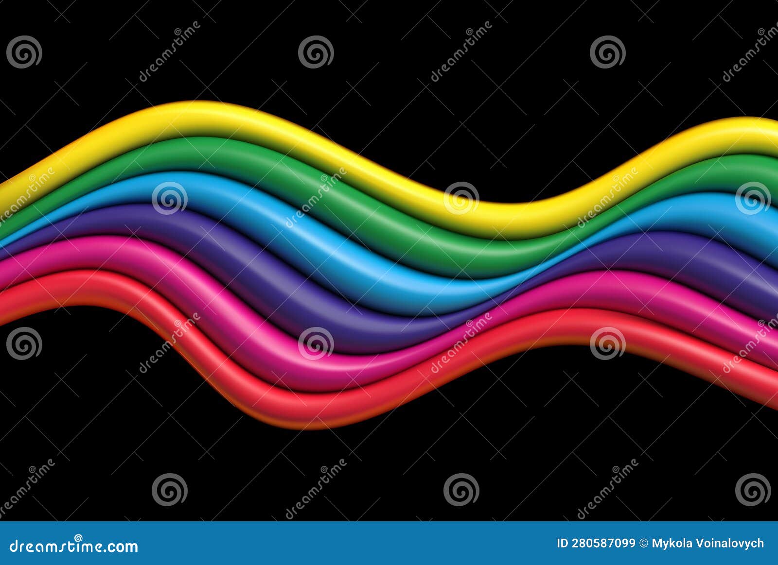 Bright Rainbow Wavy Lines, Grid, Abstract Dark Background Stock Vector ...