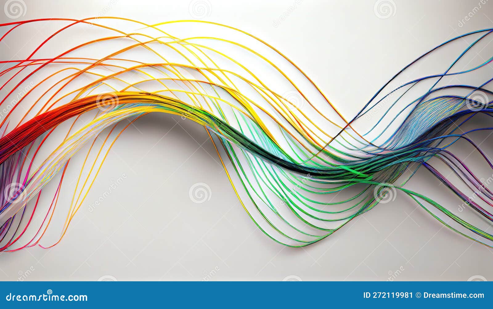 Bright Rainbow Wires Abstract Background. AI Render Stock Illustration ...
