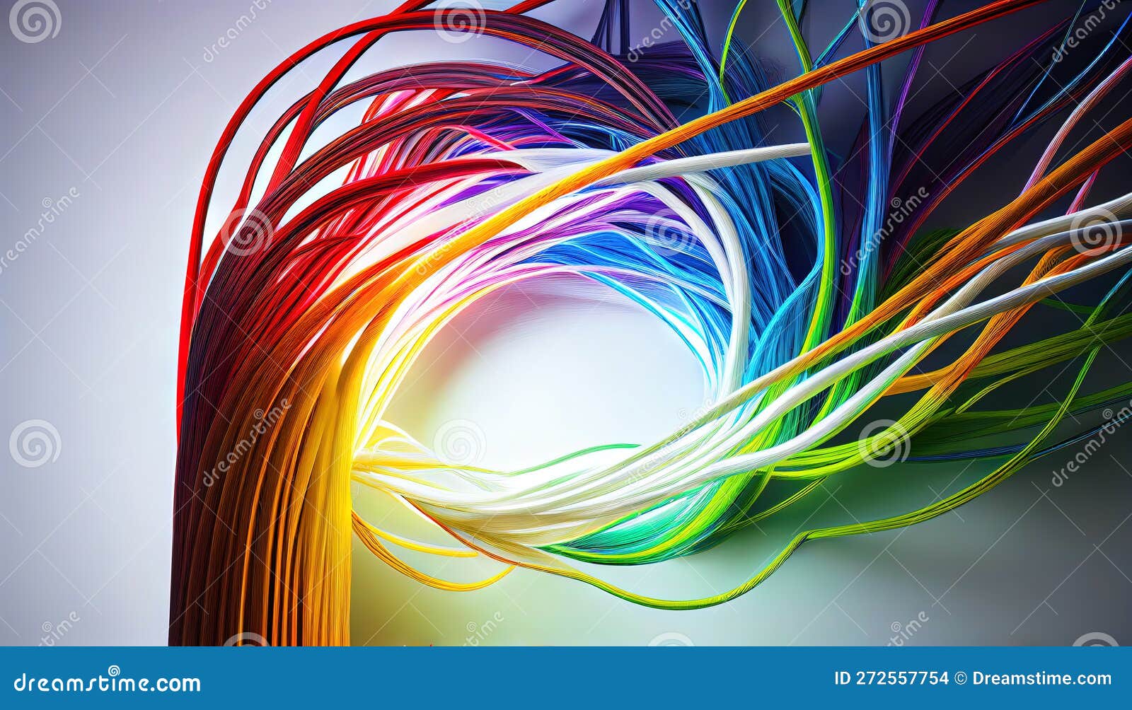 Bright Rainbow Wires Abstract Background. AI Render Stock Illustration ...