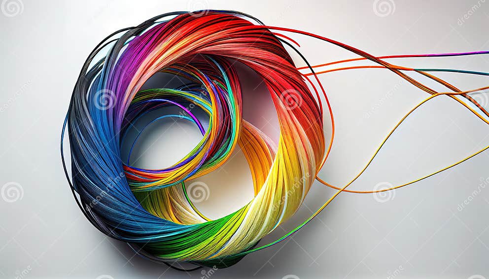 Bright Rainbow Wires Abstract Background. AI Render Stock Illustration - Illustration of line ...