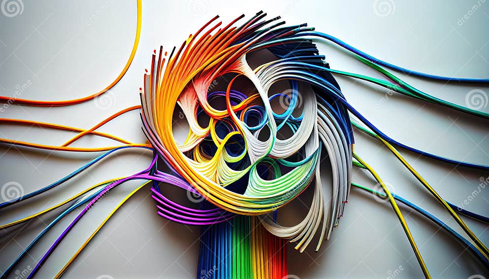 Bright Rainbow Wires Abstract Background. AI Render Stock Illustration - Illustration of pattern ...
