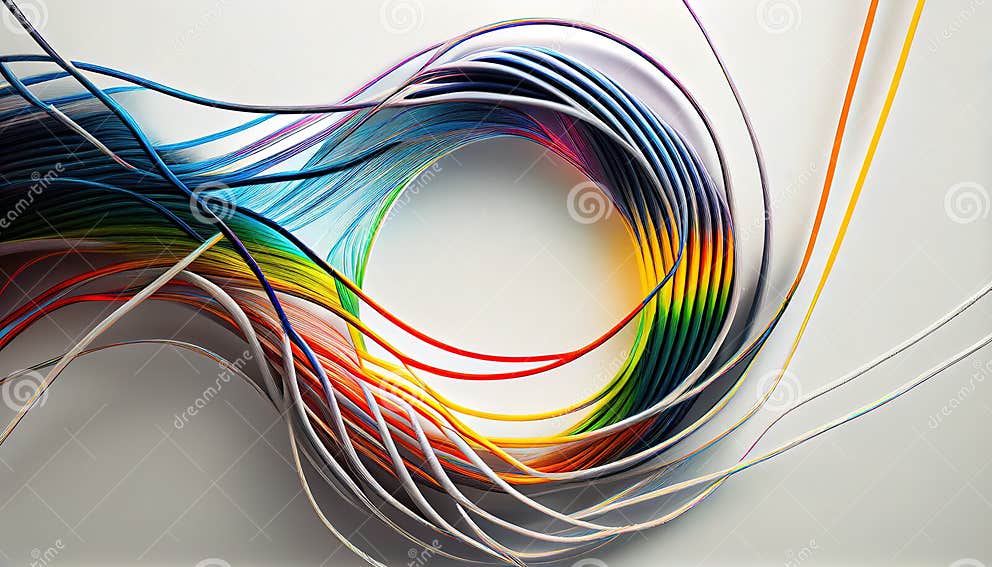 Bright Rainbow Wires Abstract Background. AI Render Stock Photo - Image of cotton, digital ...